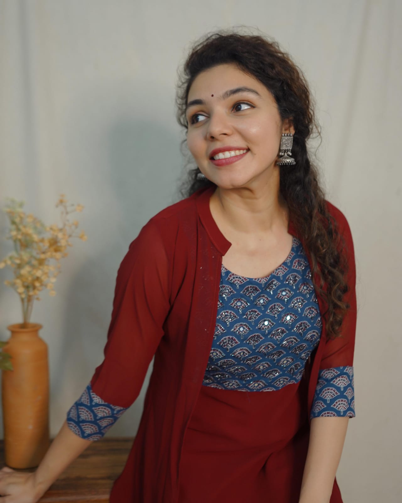 Georgette Jacket Dress ( code-1126bk) – Blocks & Prints